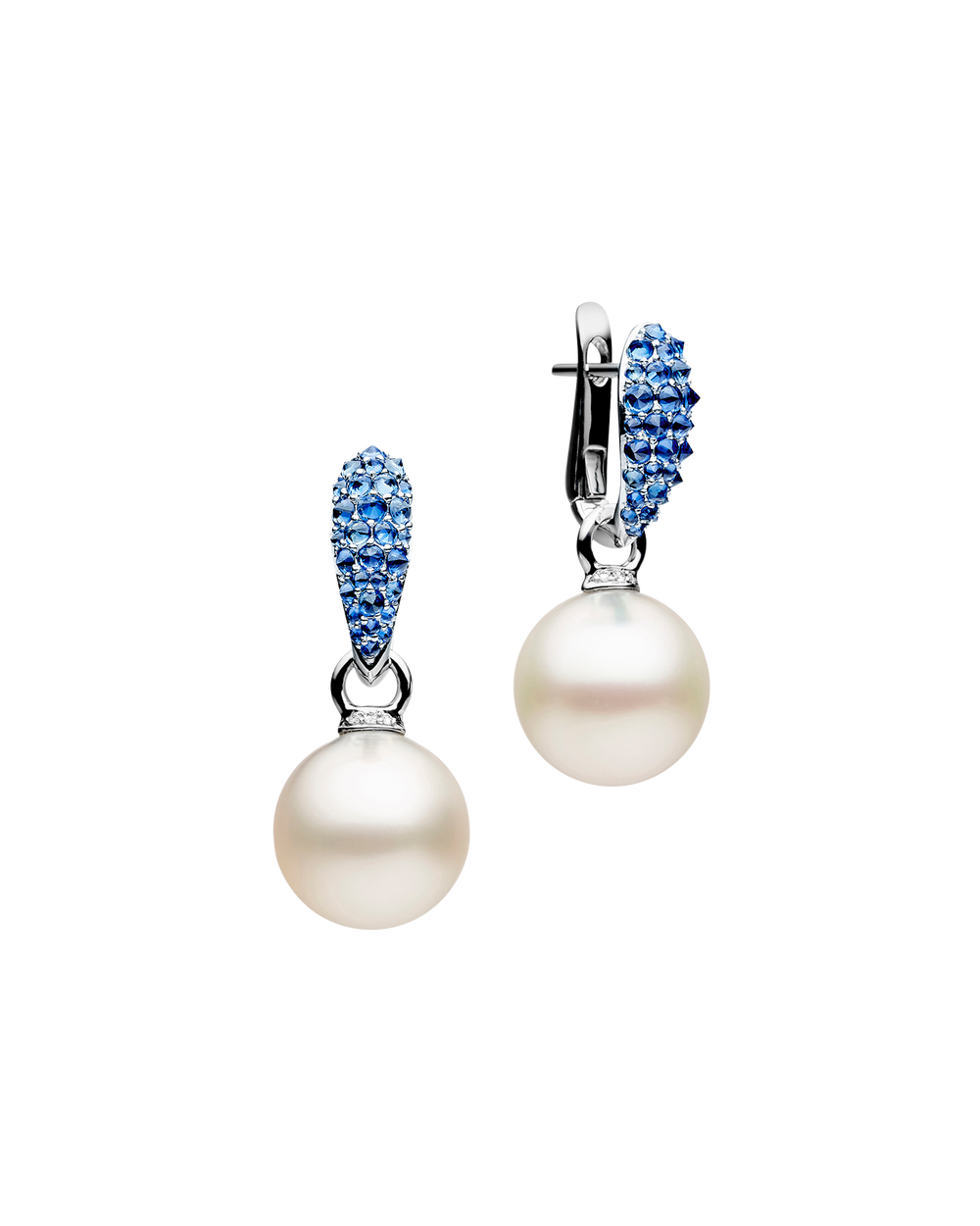 Blue Sapphire Touchstone Pearls My Way Earrings | 12mm Round Pearls, B