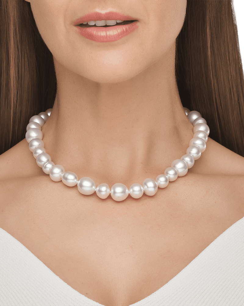 Delfini Pearl Choker Strand Necklace | 10-14mm Pearls and Rose Gold