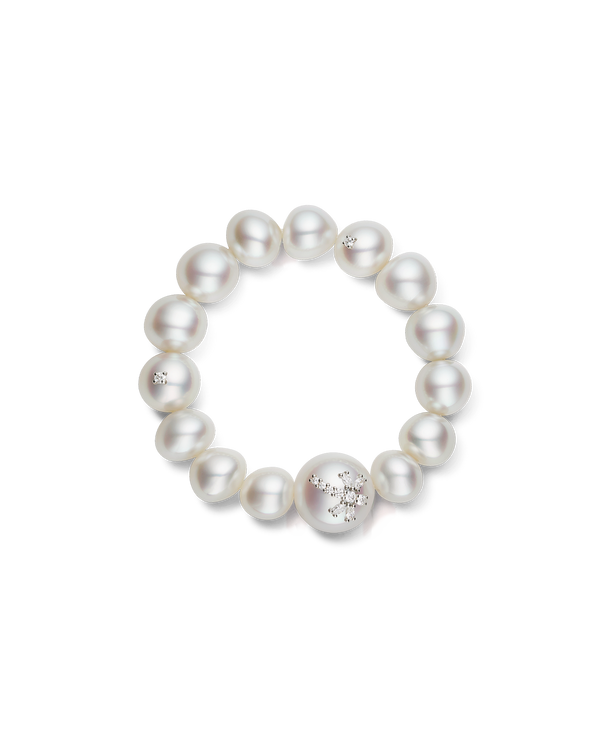 Diamond Dragonfly Pearl Bracelet | 12-17mm Pearls, Diamond,