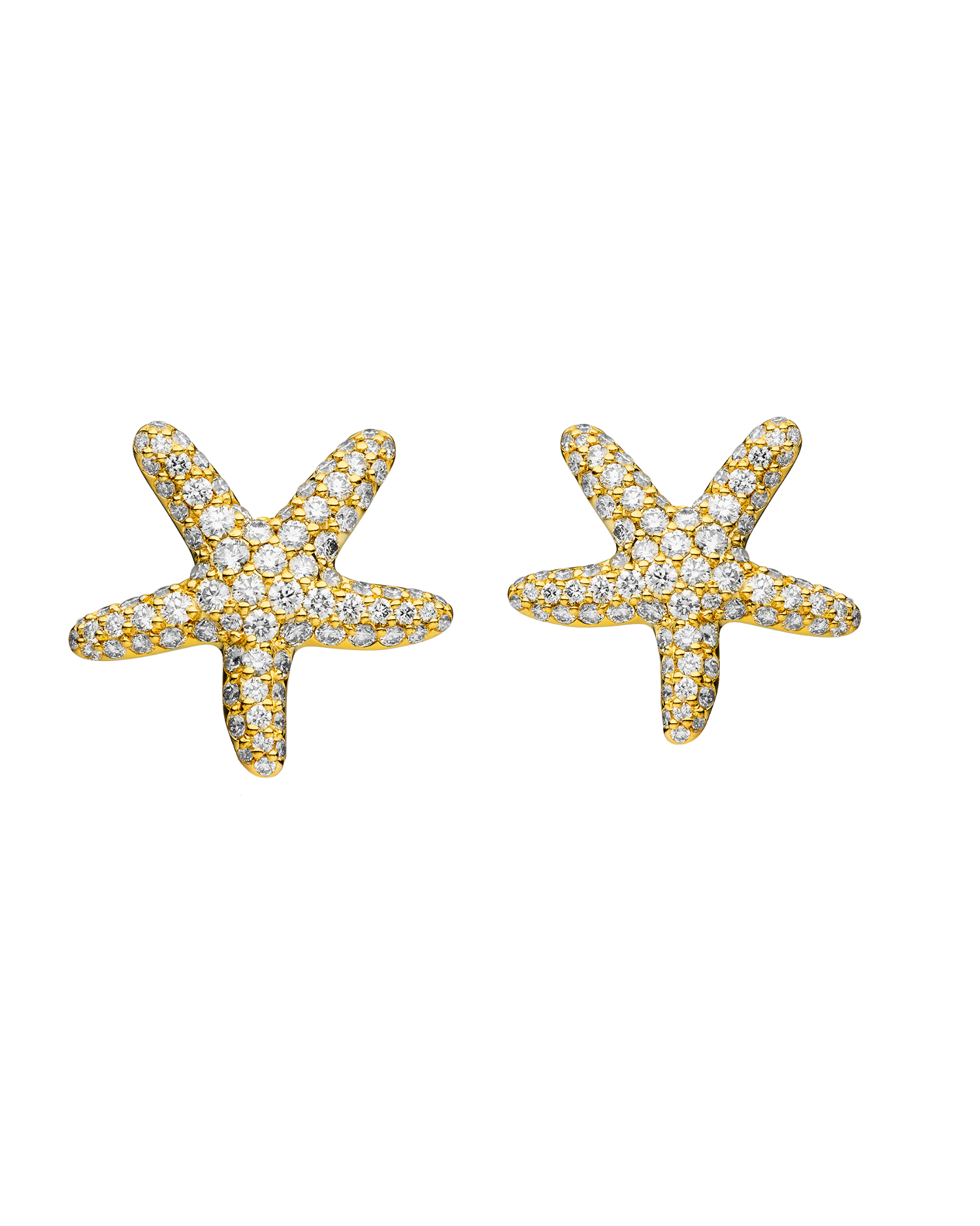Diamond Starfish Earrings | Diamonds and Yellow Gold