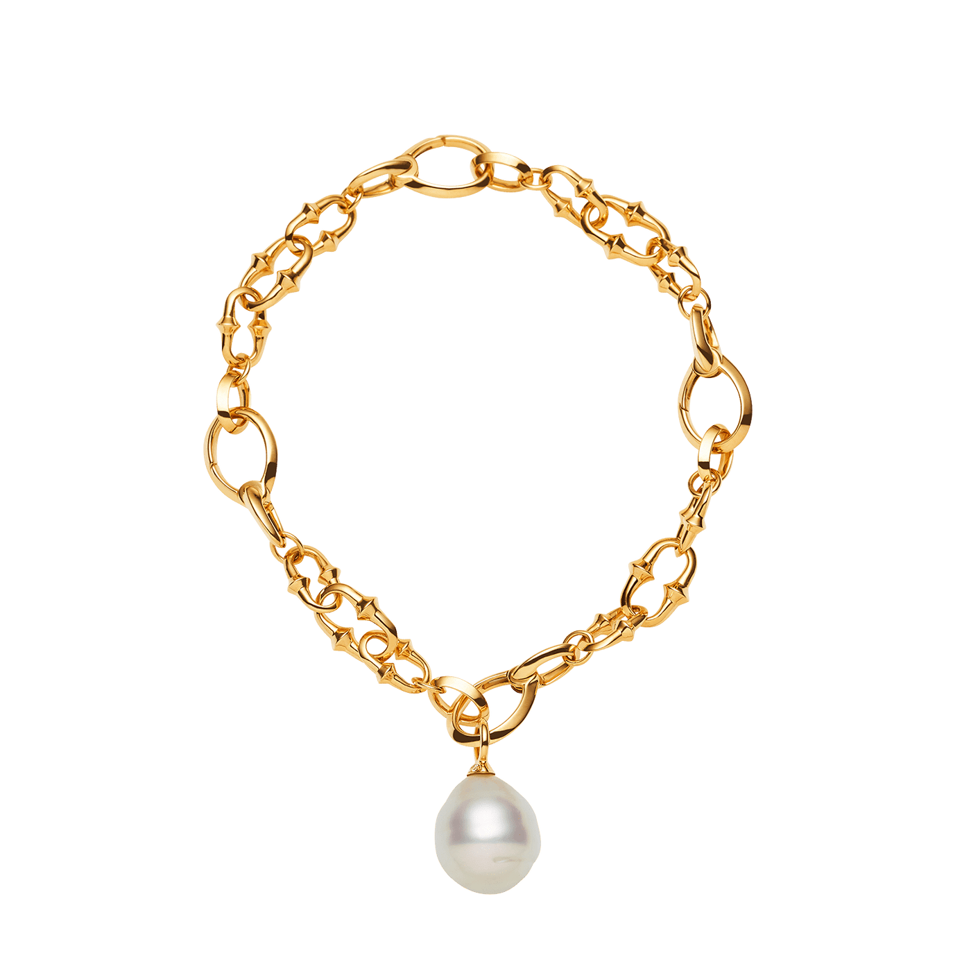 Mermaid Dive Charm Bracelet | 10mm Circle Pearl, 12mm Oval Pearls, Mot