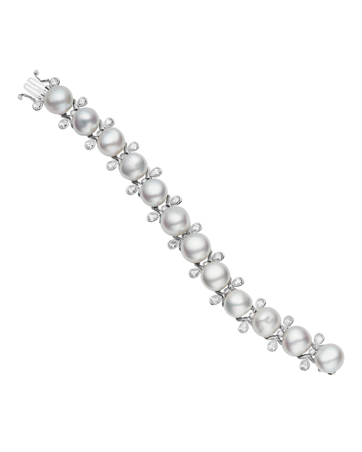 Wave Pearl Bracelet | 13mm Keshi Baroque Pearls, and Platinum