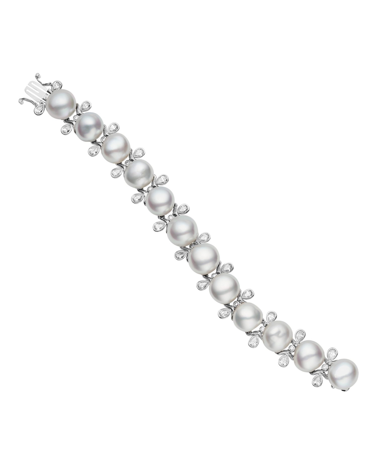 Wave Pearl Bracelet | 13mm Keshi Baroque Pearls, and Platinum