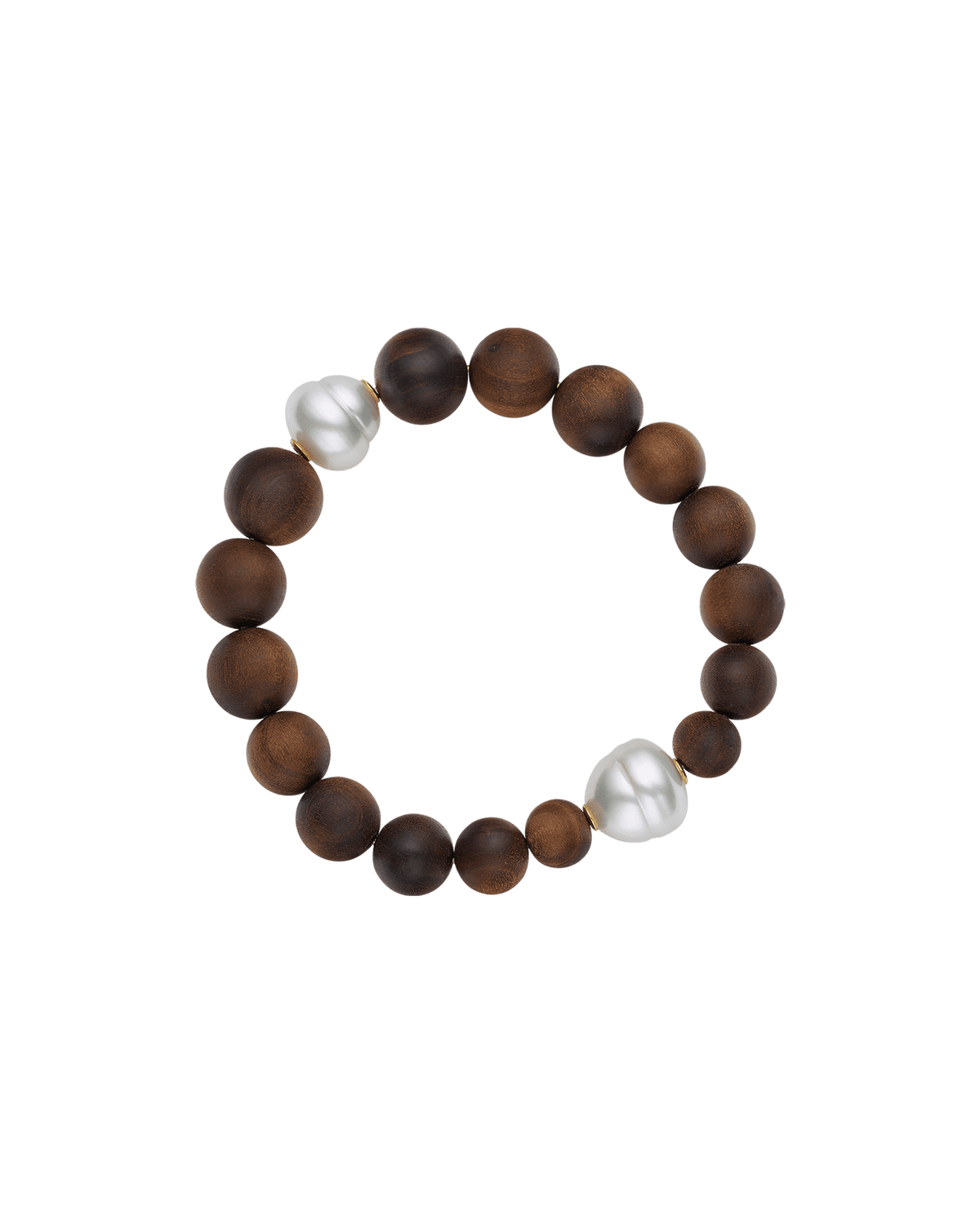 Kimberley Dusk Double Pearl Bracelet | 12mm Circle Pearls and Sandalwo