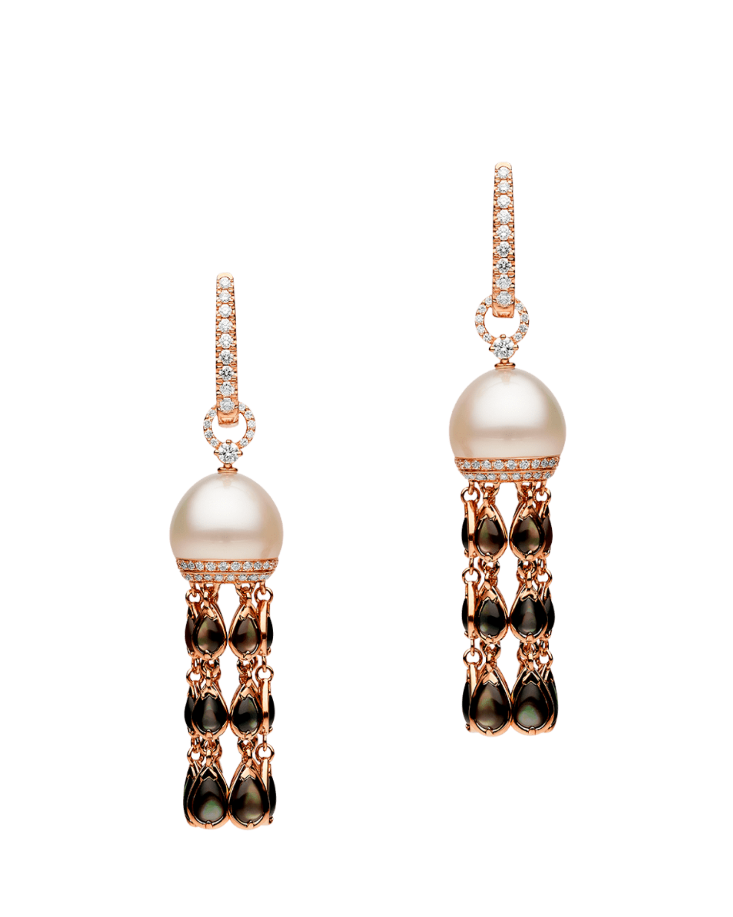 Noir Hero Lavalier Pearl Earrings | 10mm Oval Pearls, Black Mother of