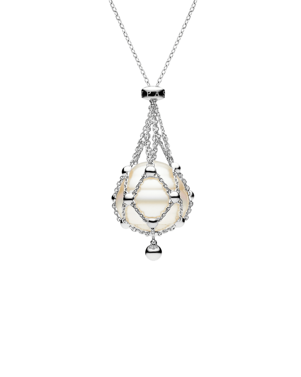 Lavalier Pearl Necklace | 15mm Circle Pearl and White Gold