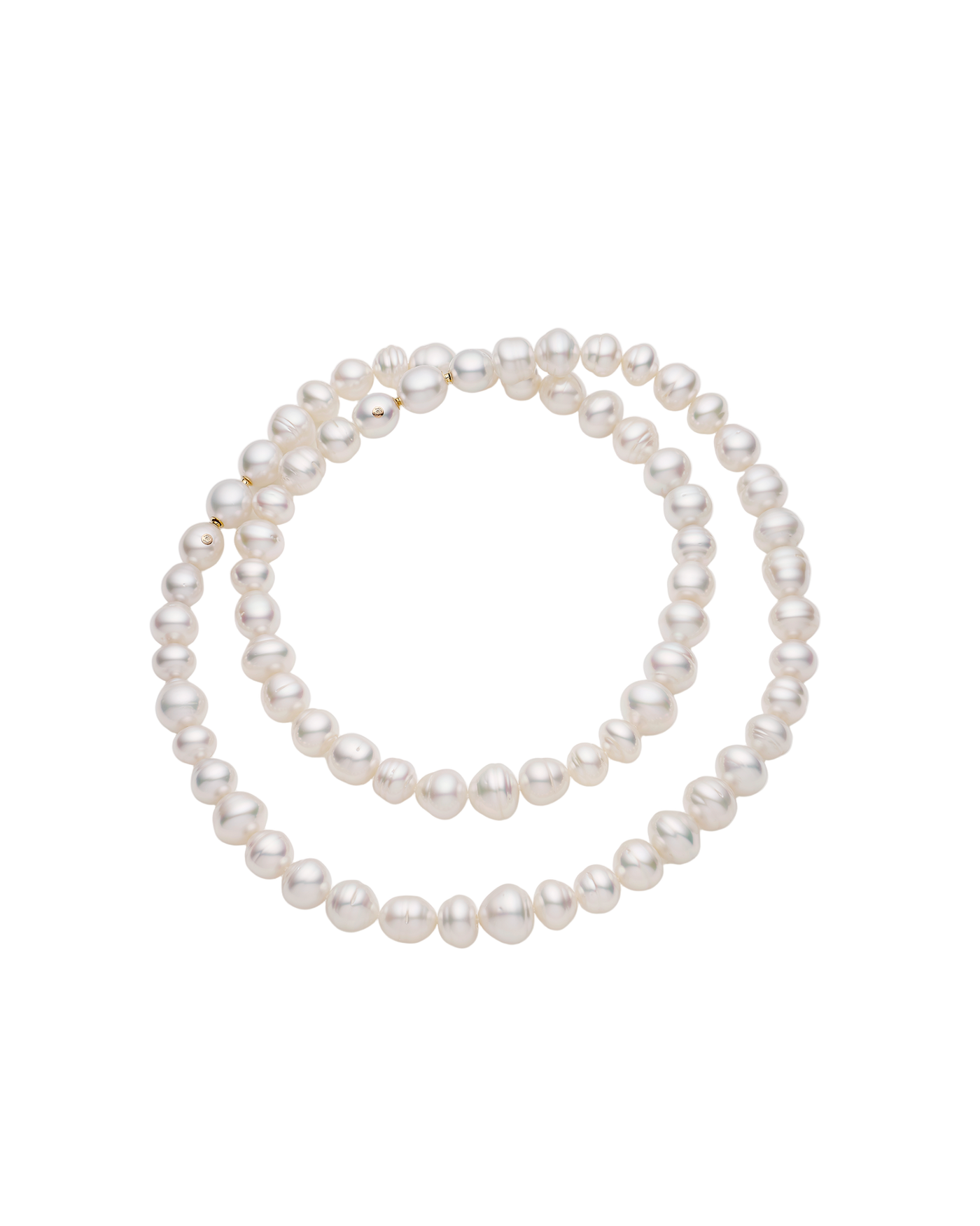 Delfini Matinee Strand Necklace | 11-14mm Circle Pearls and Rose Gold