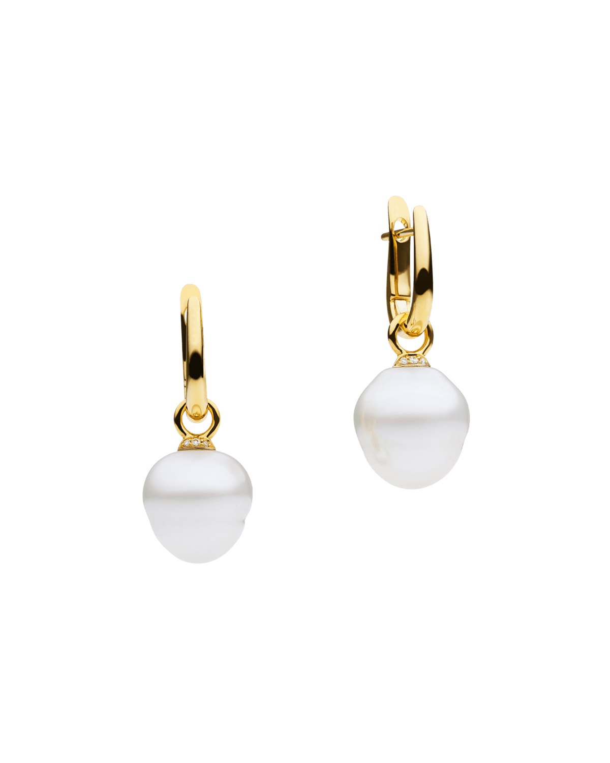 Pearls My Way Pearl Earrings | 12mm Circle Pearls, Diamonds, and Yello