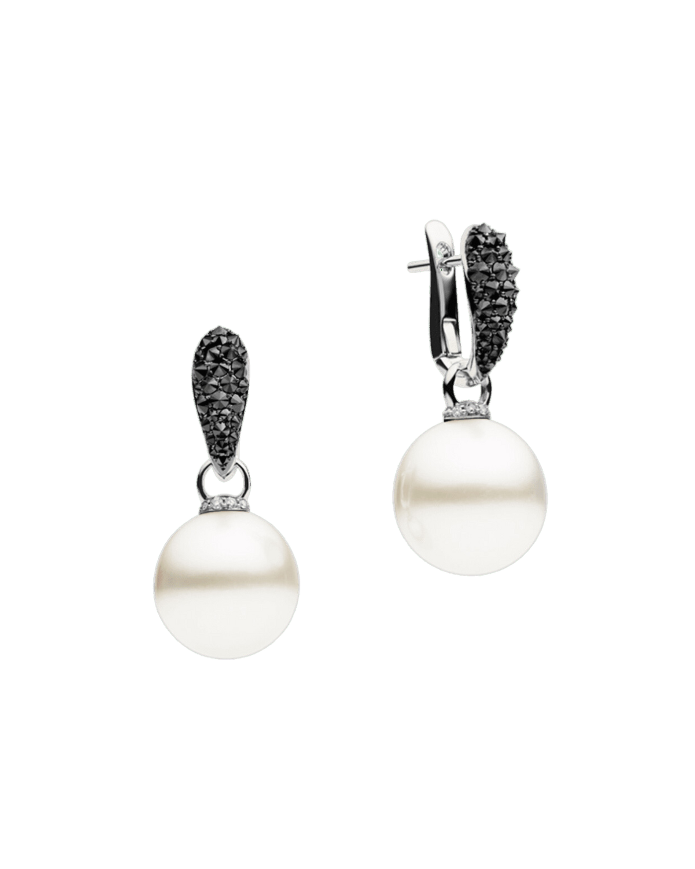 Black Diamond Touchstone Pearls My Way Earrings | 14mm Oval Pearls, Bl