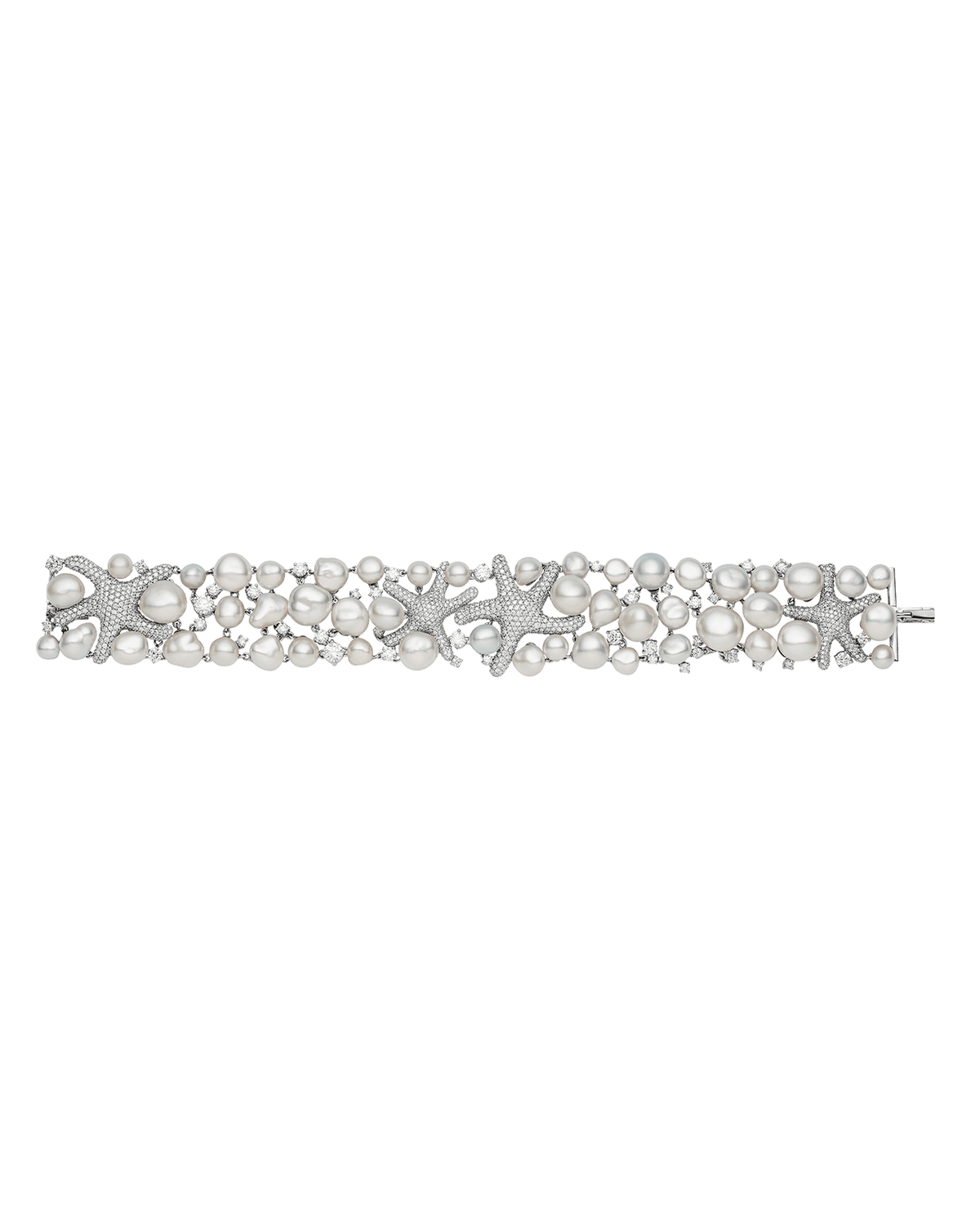 Rockpool Starfish Pearl Bracelet | 5-10mm Keshi Baroque Pearls, Diamon