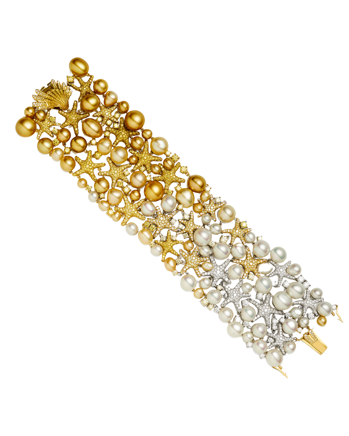 Rockpool Starfish Pearl Bracelet | 8-10mm Keshi Baroque Pearls, Diamon