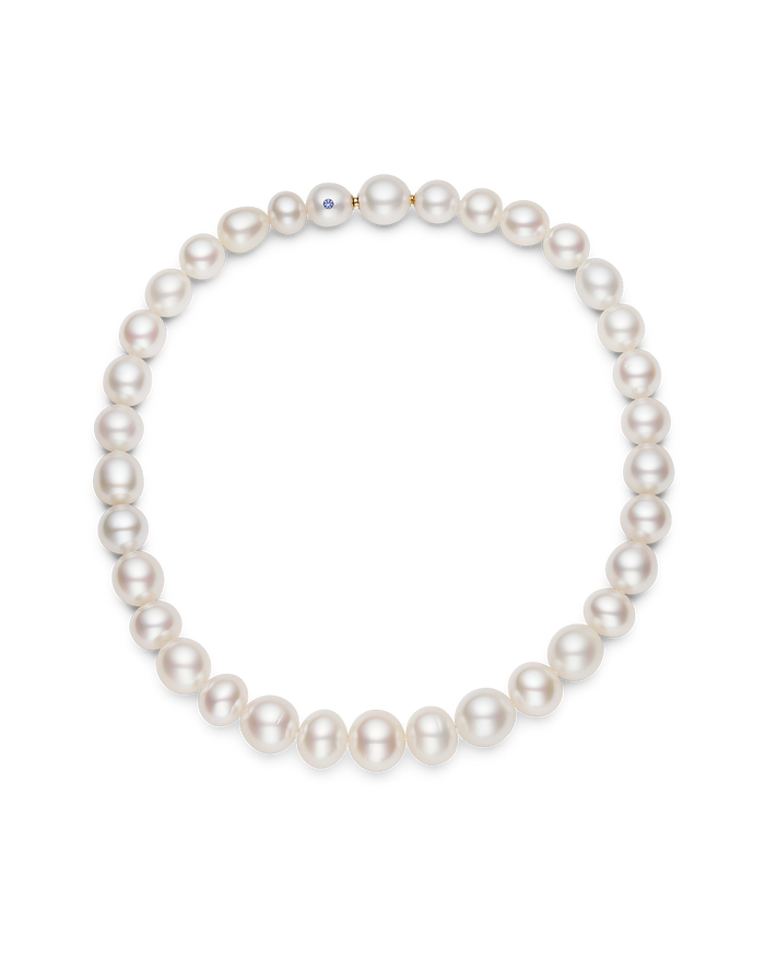Delfini Blue Pearl Strand Necklace | 11-14mm Pearls and Blue Sapphire