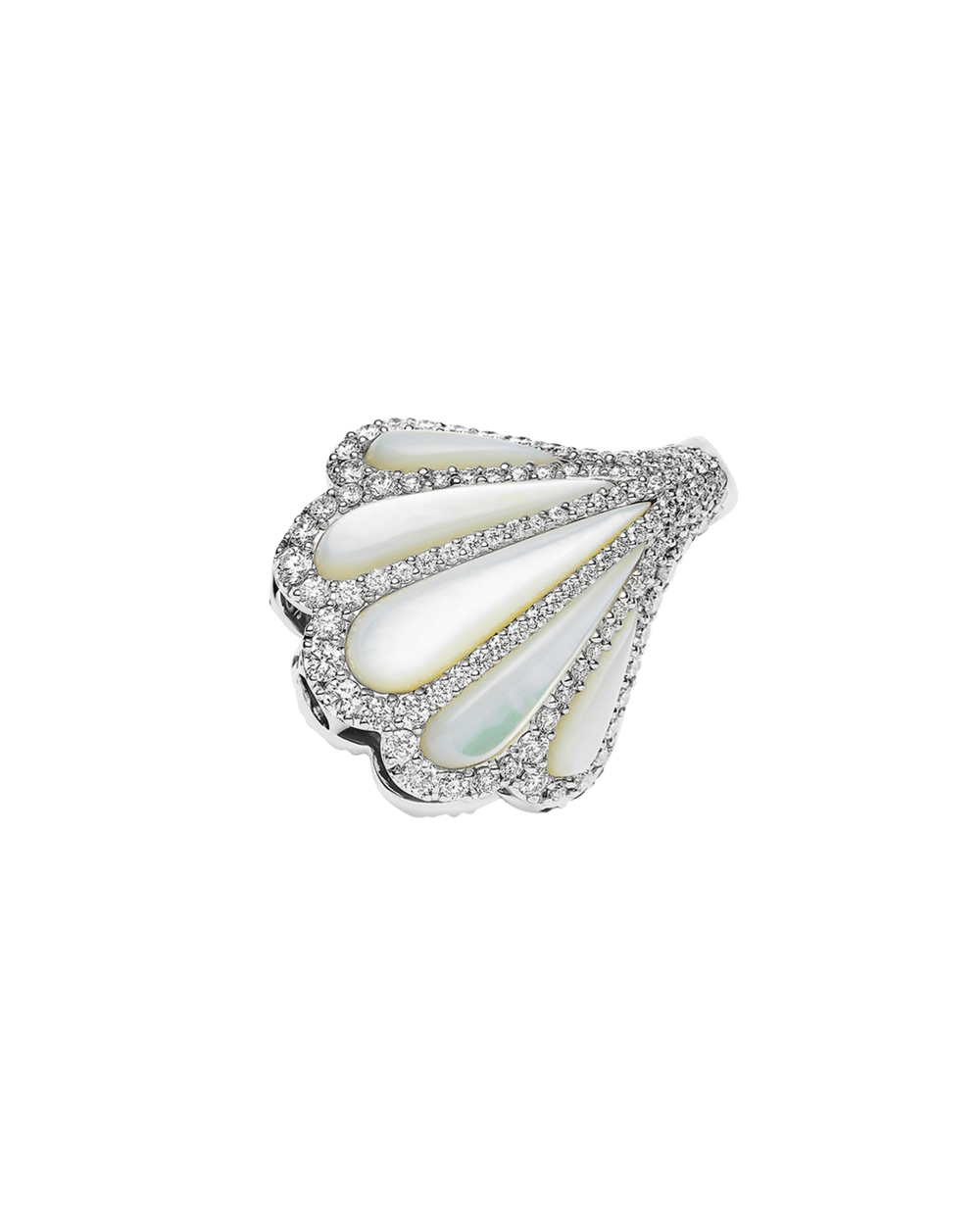 Clam Shell Diamond Clasp | Mother of Pearl, Diamonds, and White Gold