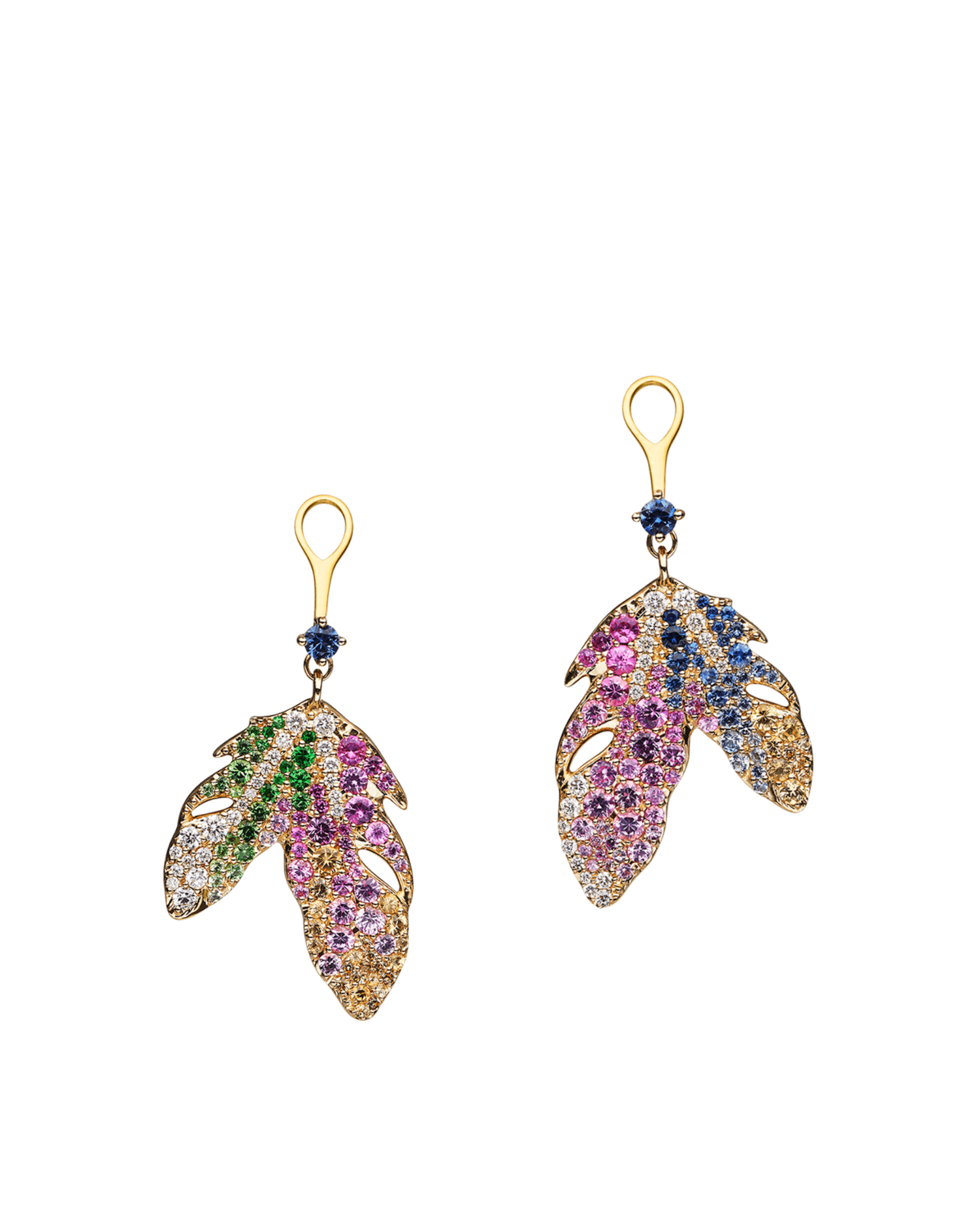 Song Bird Feather Earring Enhancers | Sapphires, Diamonds, and Yellow