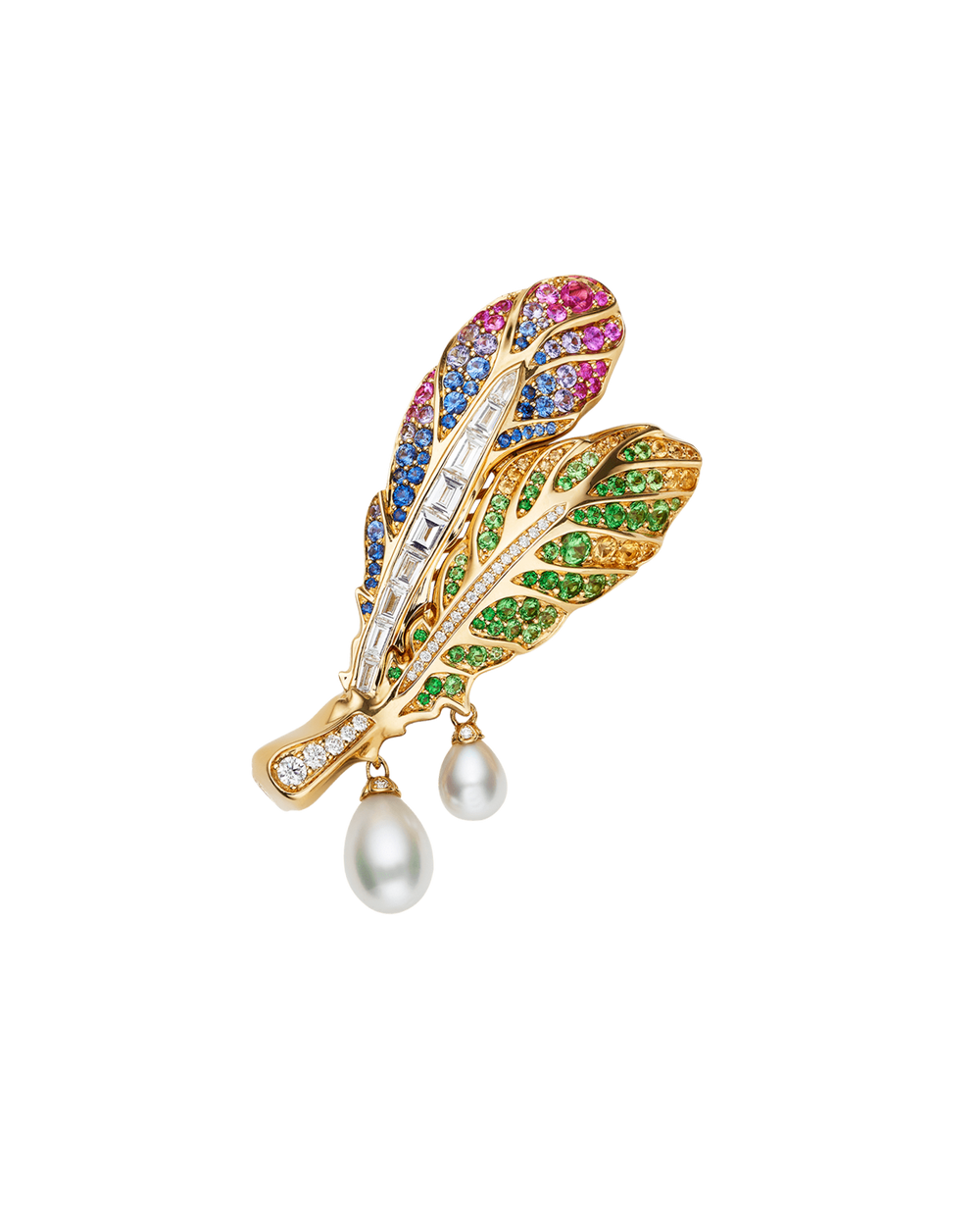 Song Bird Feather Pearl Brooch Clasp | 5-7mm Keshi Pearls, Gemstones,