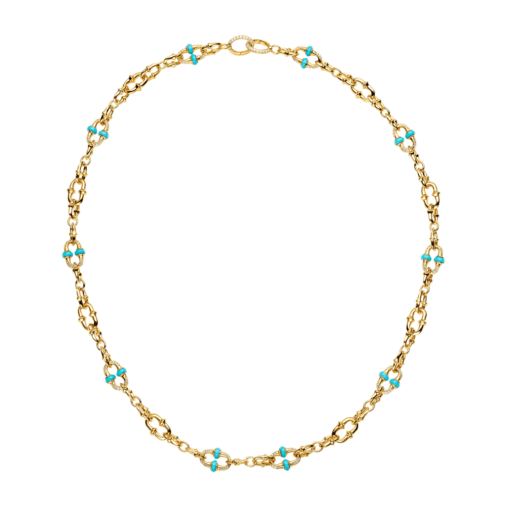 Turquoise Dive Chain Diamond Necklace | Turquoise, Diamond, and Yellow